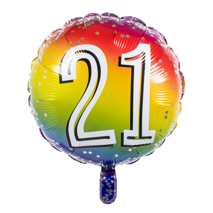 Foil balloon number '21' rainbow 45cm | Boland